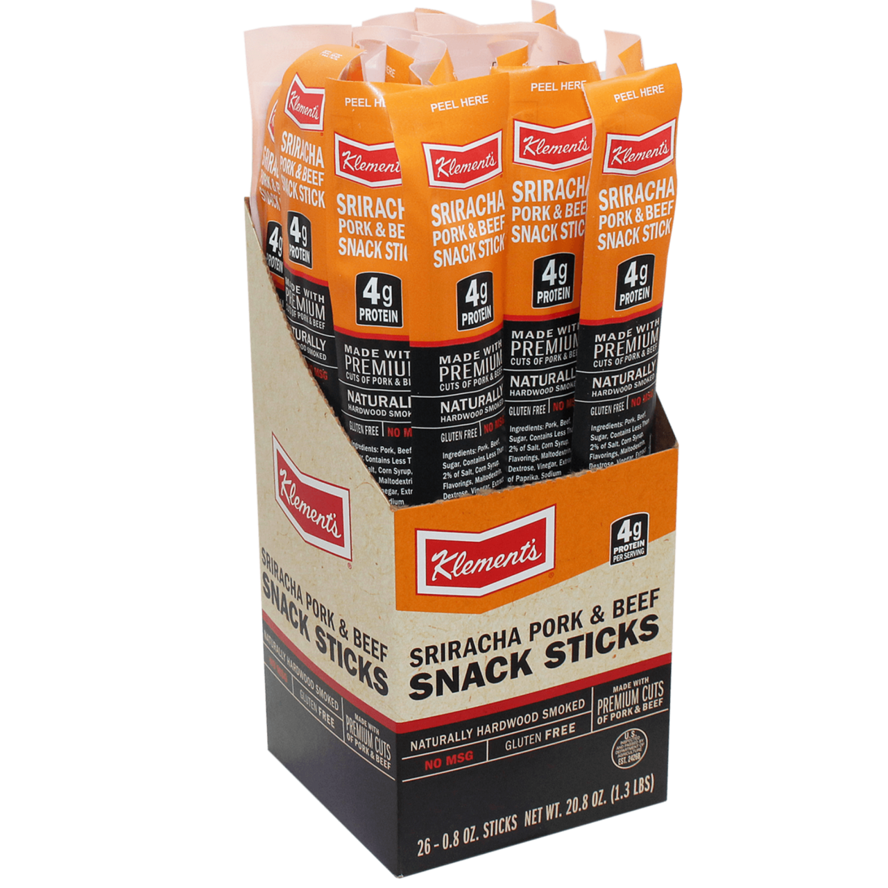.8 OZ Sriracha Pork & Beef Snack Stick - Klement's